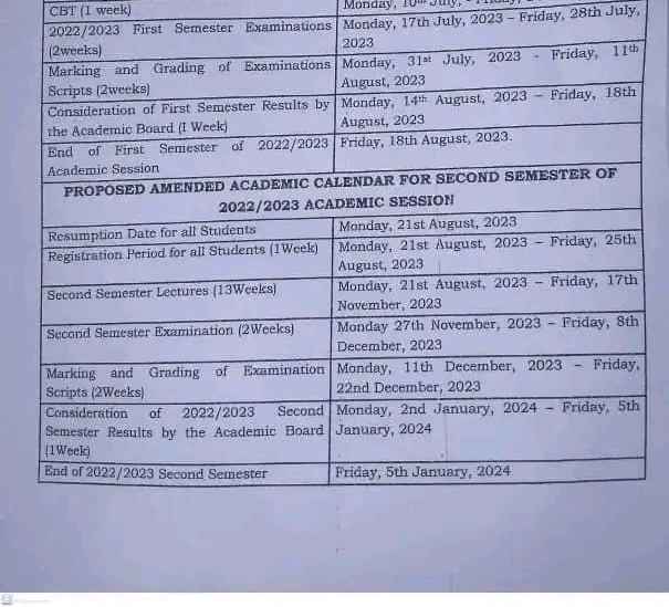 The Oke Ogun Polytechnic Saki (TOPS) Academic Calendar for Second ...