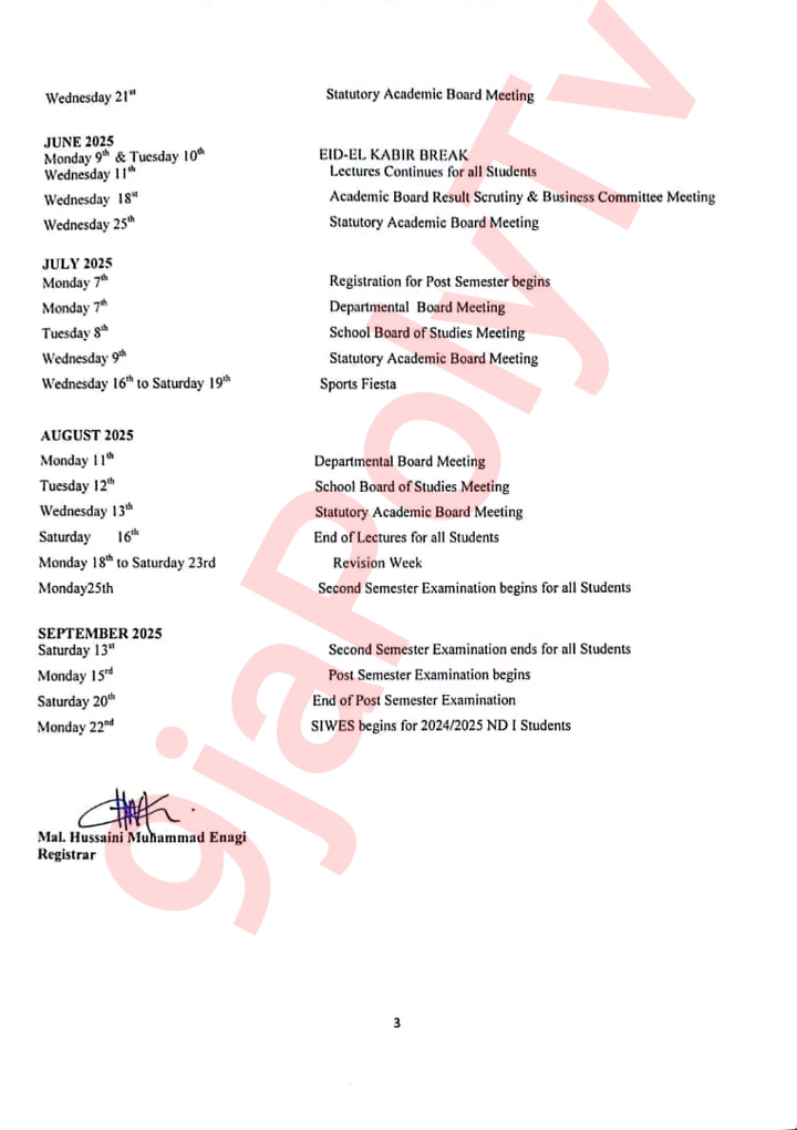 Federal Polytechnic Bida (BIDA POLY) Academic Calendar for the 2024/ ... Federal Polytechnic Bida (BIDA POLY) Academic Calendar for the 2024/ ...
