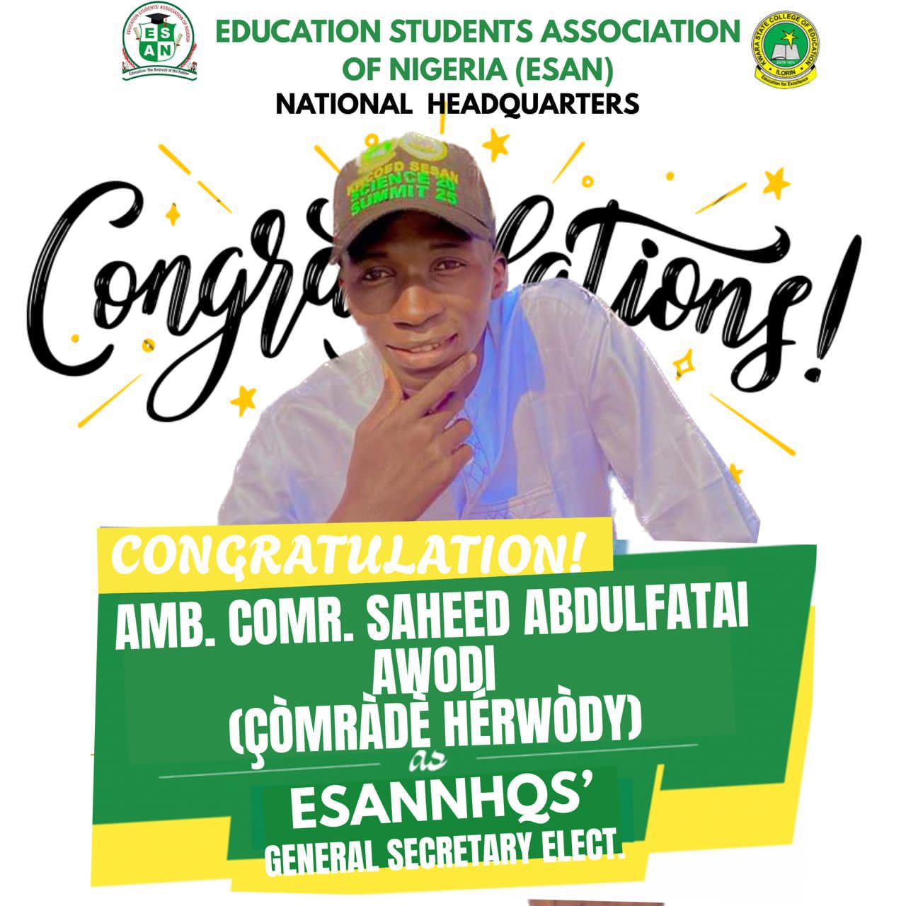 Kwara ESAN Celebrates Amb. Comr. Saheed Awodi’s Victory as National ...